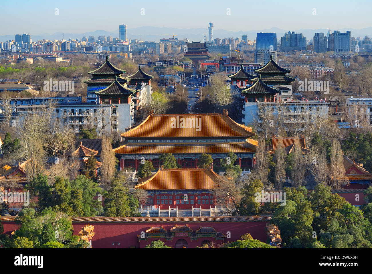 Beijing architecture and city skyline in the morning with blue sky ...