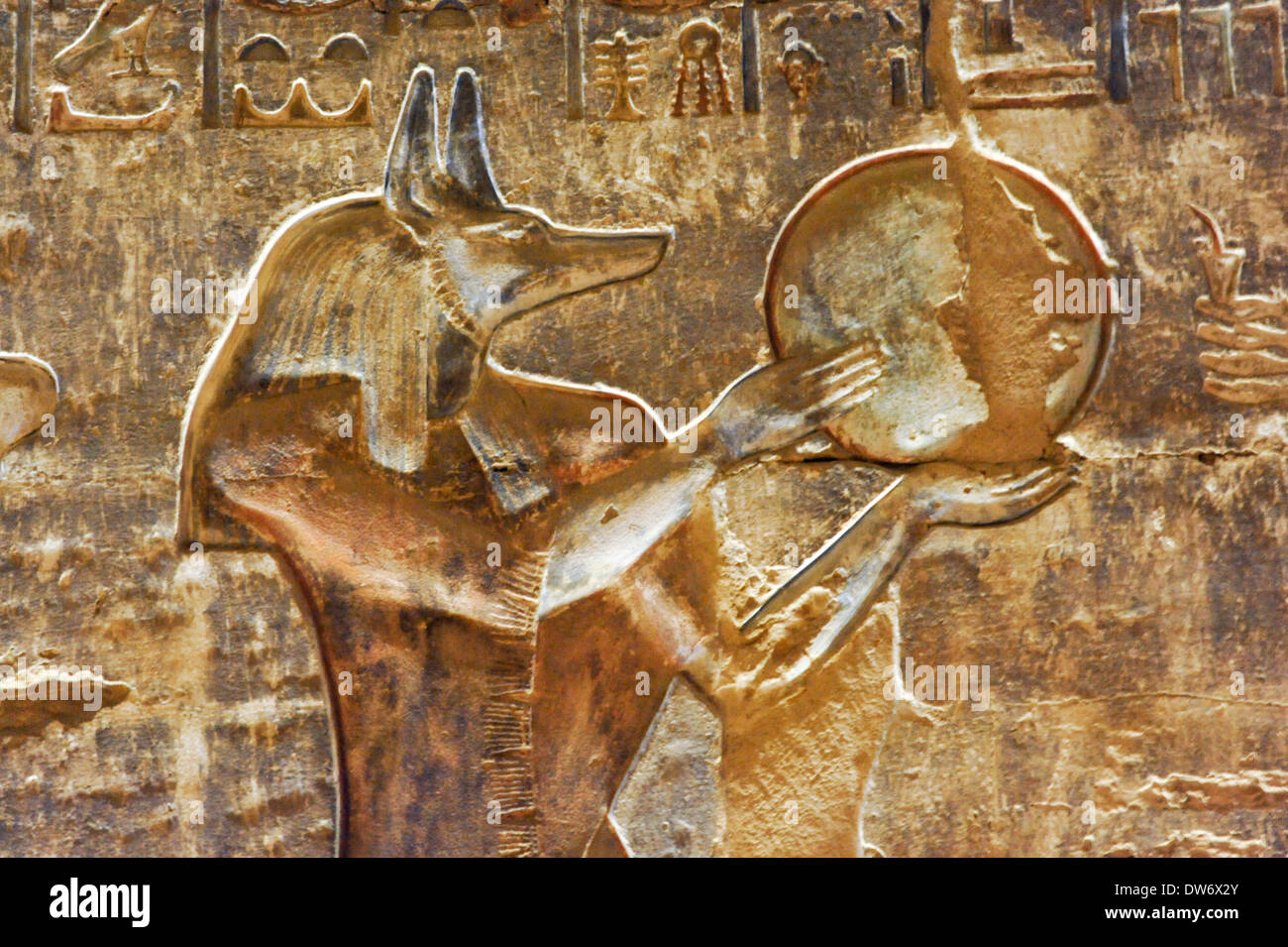 Hieroglyphic of Anubis adorns one of the Tombs of the Noble on Luxor's ...
