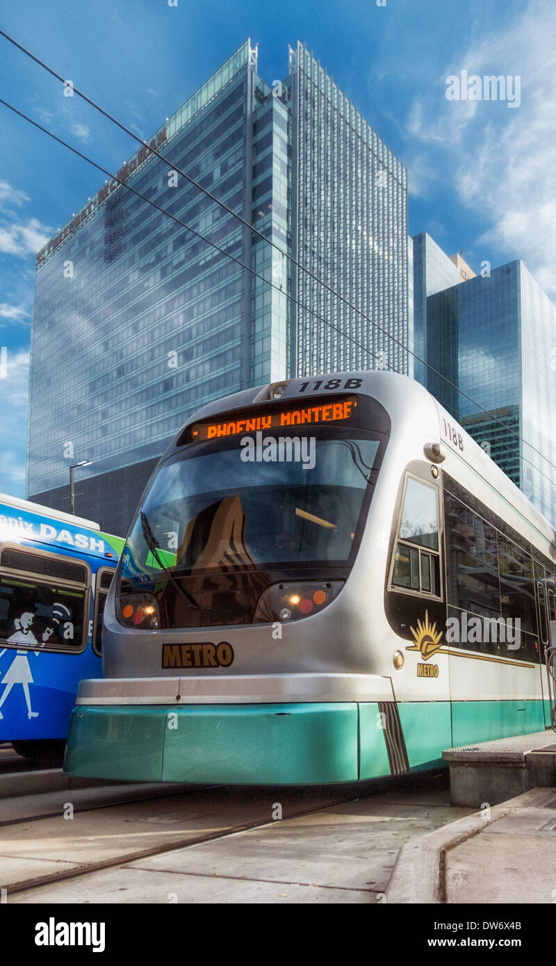 A dramatic advertising style vertical daytime view of the Metro light ...