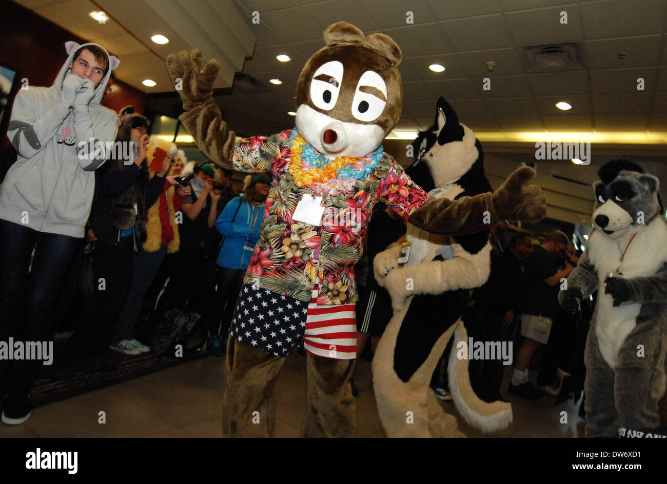 Vancouver. 1st Mar, 2014. People wearing favorite furry costumes take ...