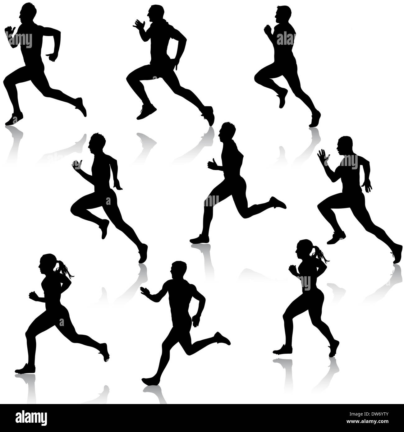 Set running silhouettes. Vector illustration Stock Photo - Alamy Set running silhouettes. Vector illustration Stock Photo - Alamy