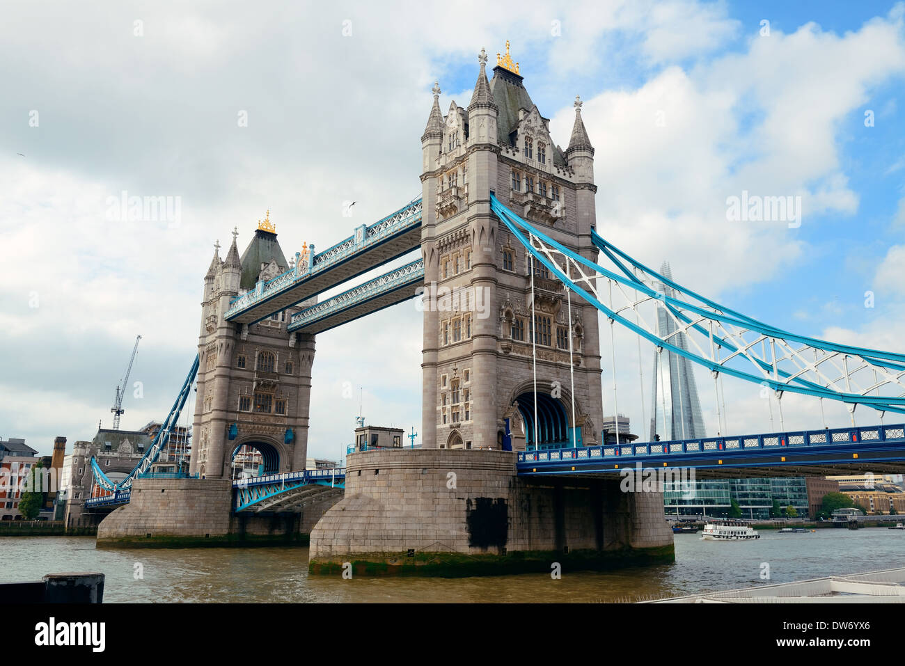 Tower Bridge closeup viewed from Katharine Pier in London Stock Photo ...