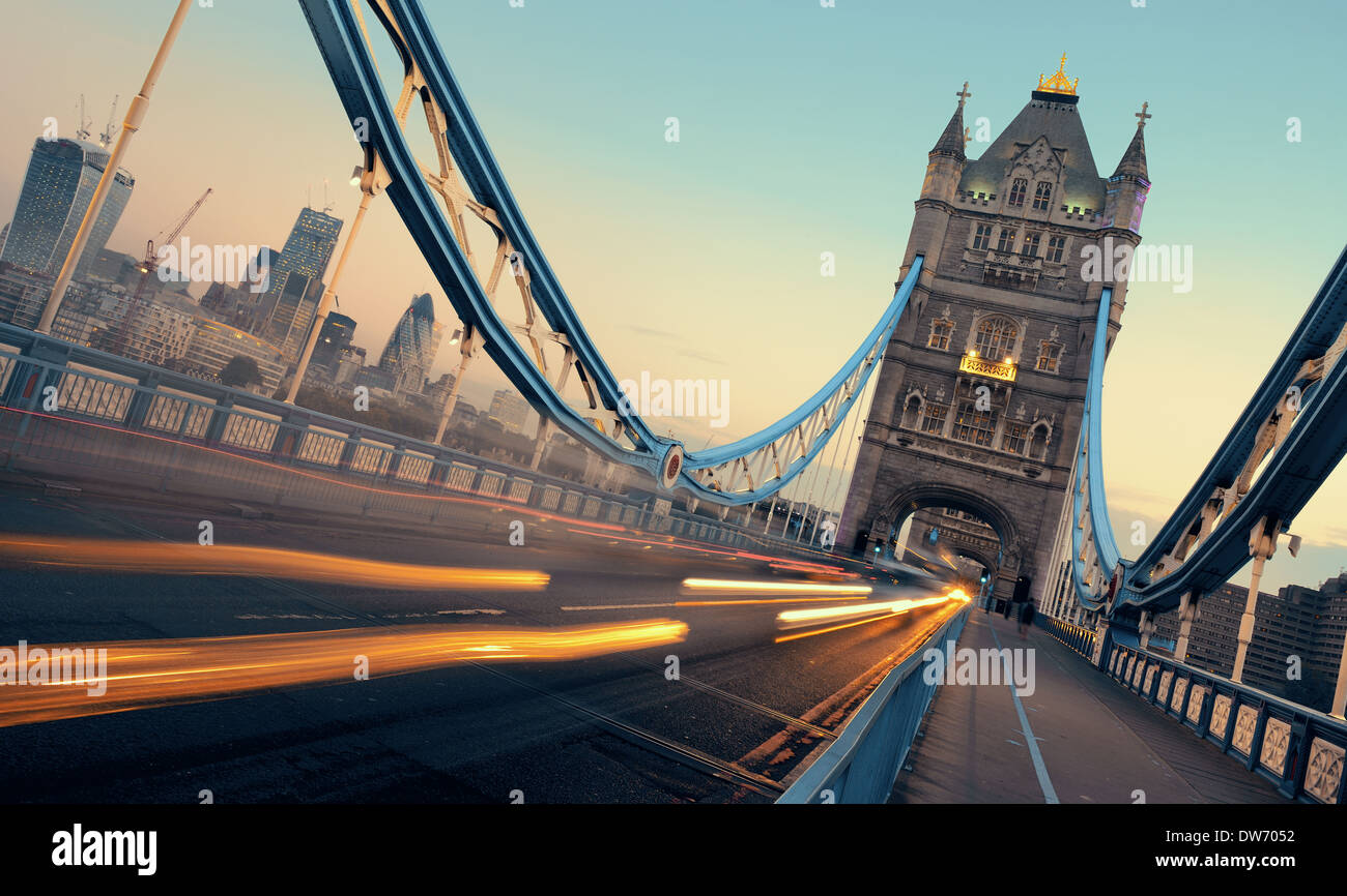 Tower Bridge and traffic in the morning in London Stock Photo - Alamy