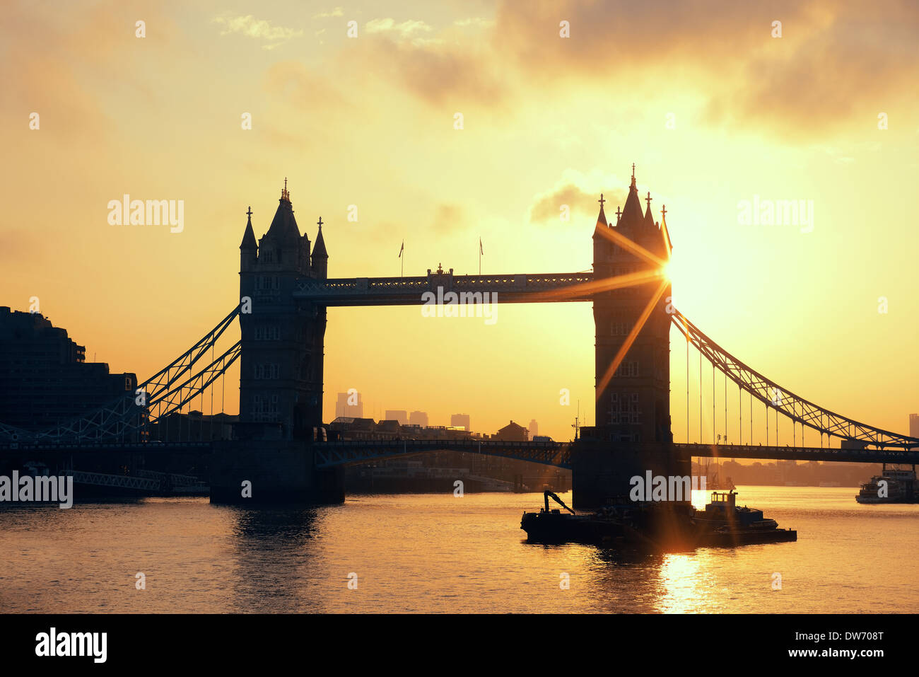 Tower Bridge silhouette over Thames River in London Stock Photo - Alamy