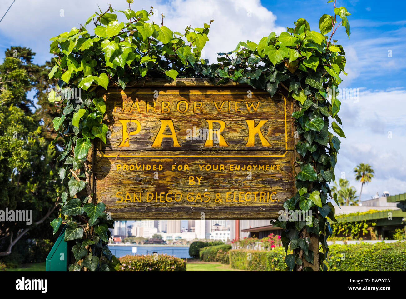 Harbor View Park sign. Coronado, California, United States Stock Photo ...