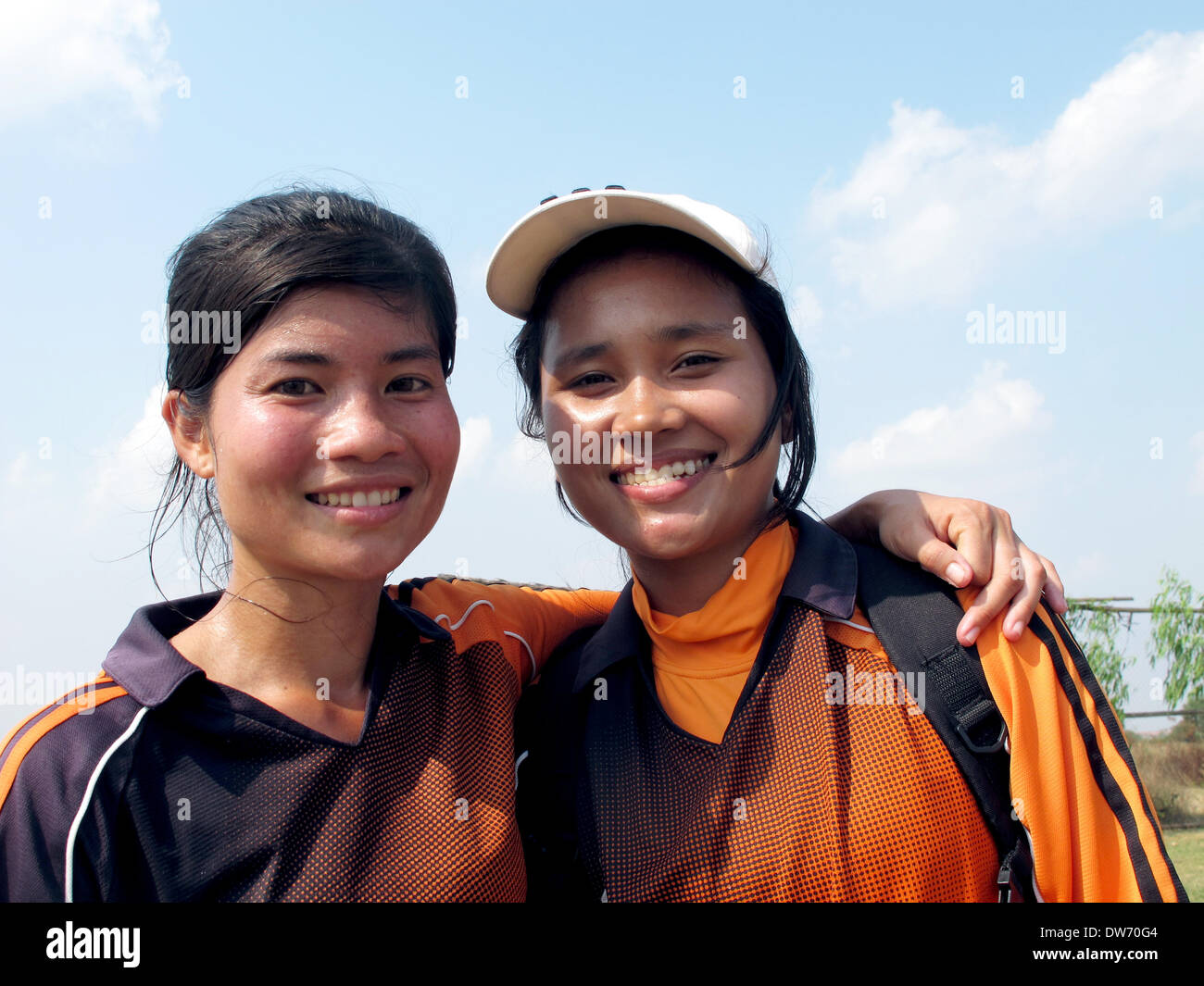 Battambang, Cambodia. 13th Feb, 2014. Members of the women's soccer team "Mighty Girls" Socheata ...