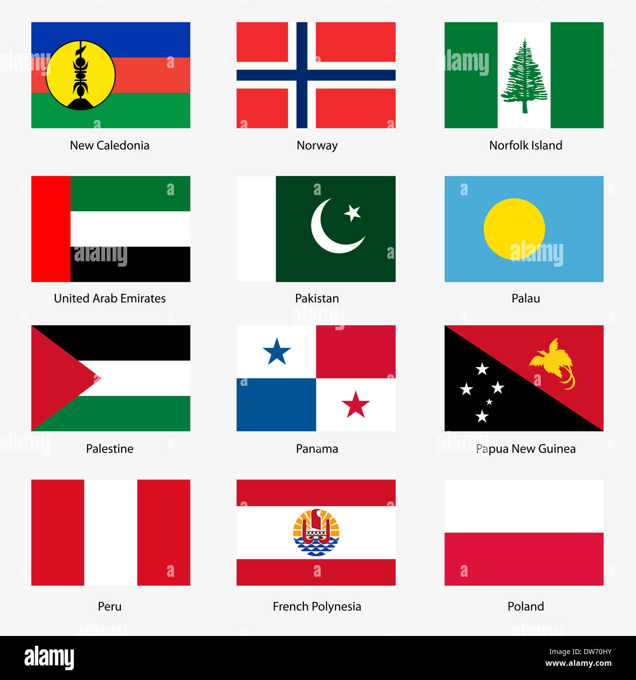 Set Flags of world sovereign states. Vector illustration. Set number 12 ...