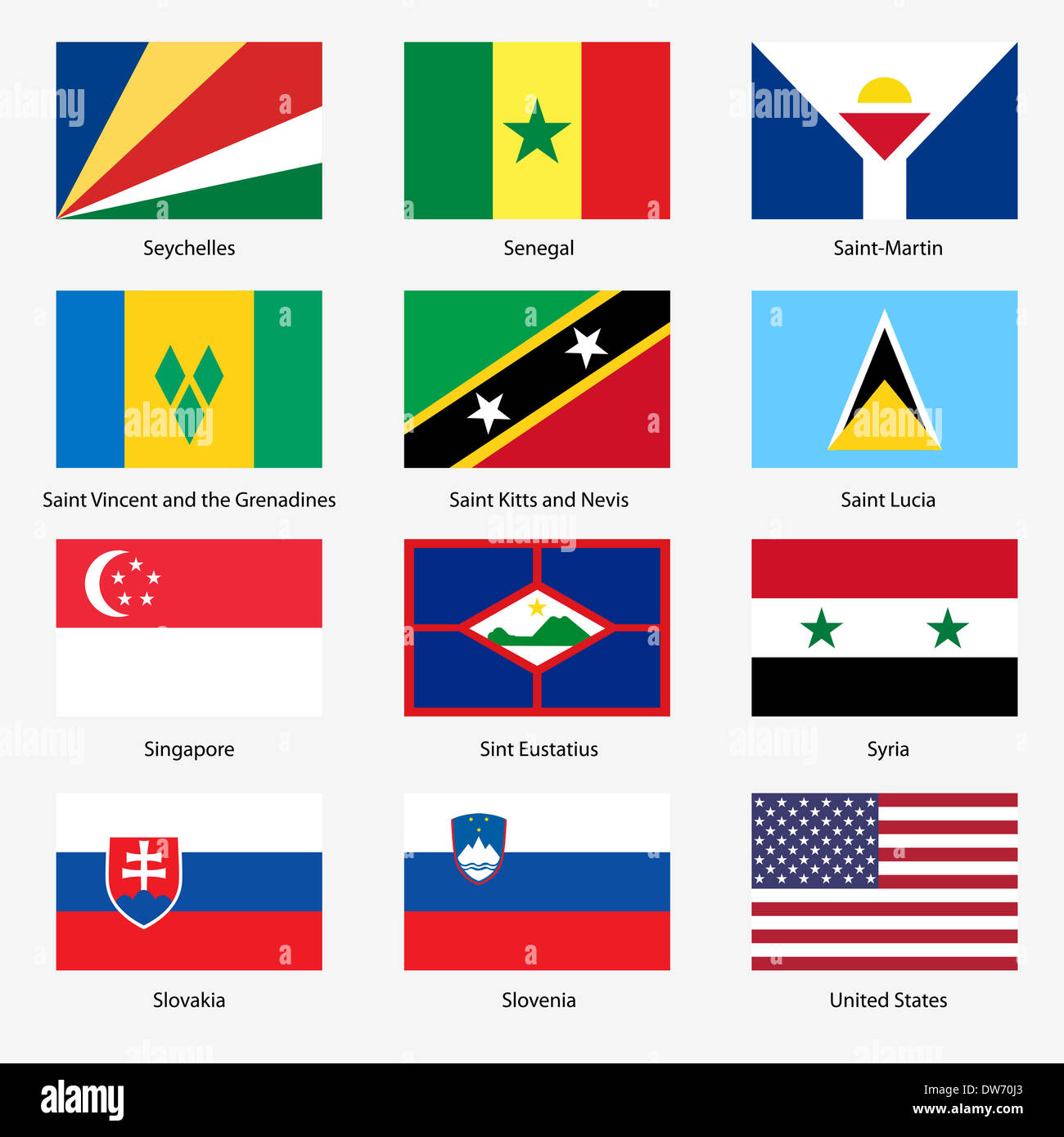 Set Flags of world sovereign states. Vector illustration. Set number 14 ...