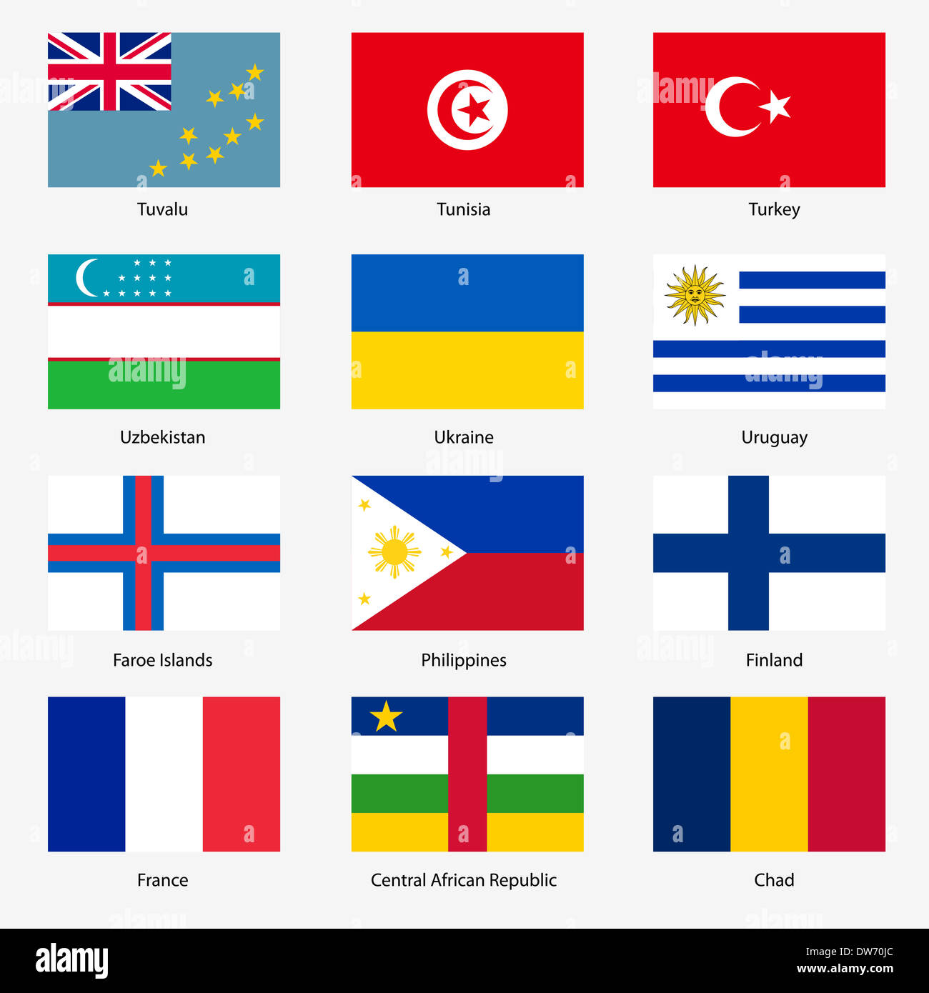 Set Flags of world sovereign states. Vector illustration. Set number 16 ...