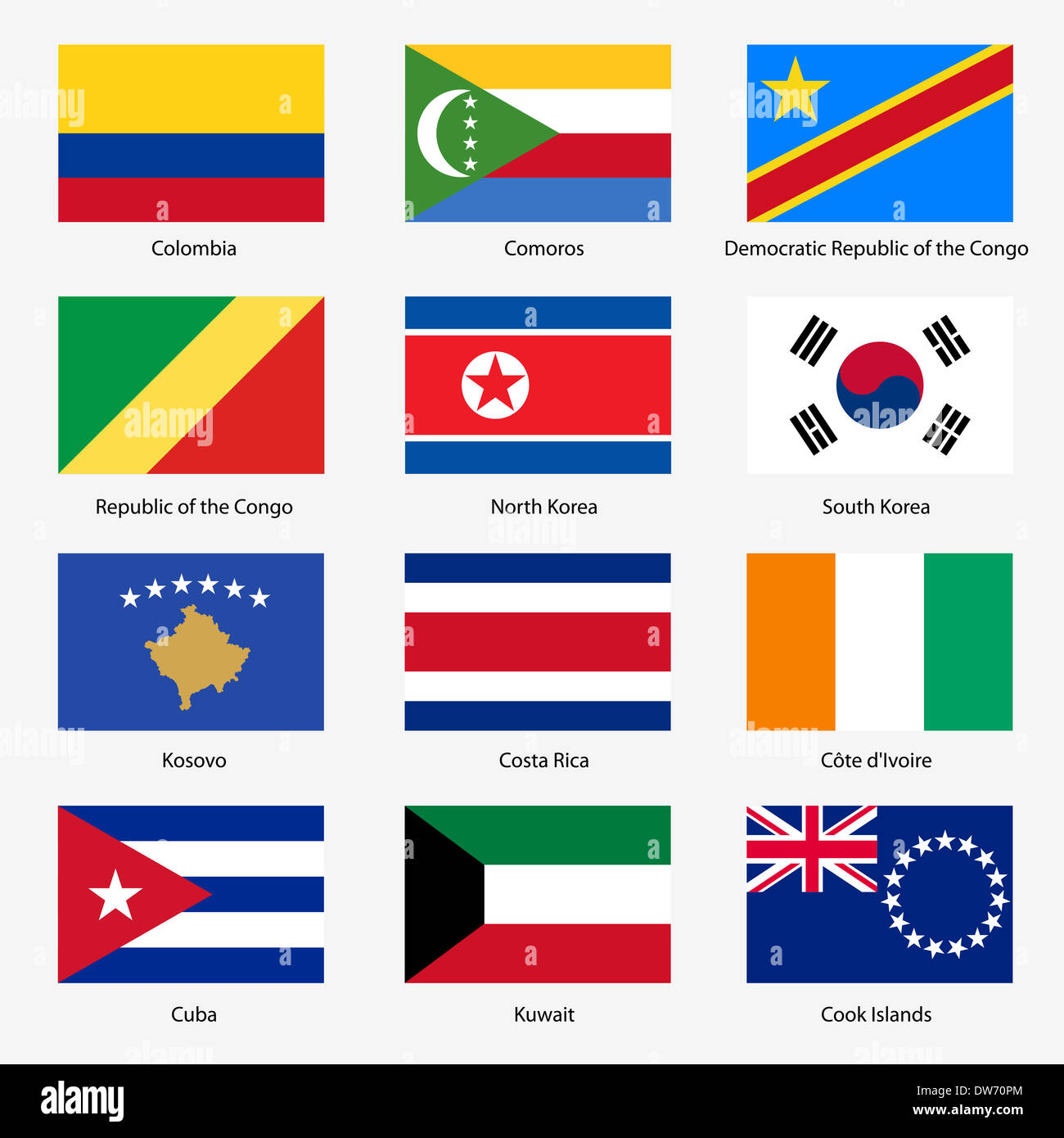 Set Flags of world sovereign states. Vector illustration. Set number 8 ...