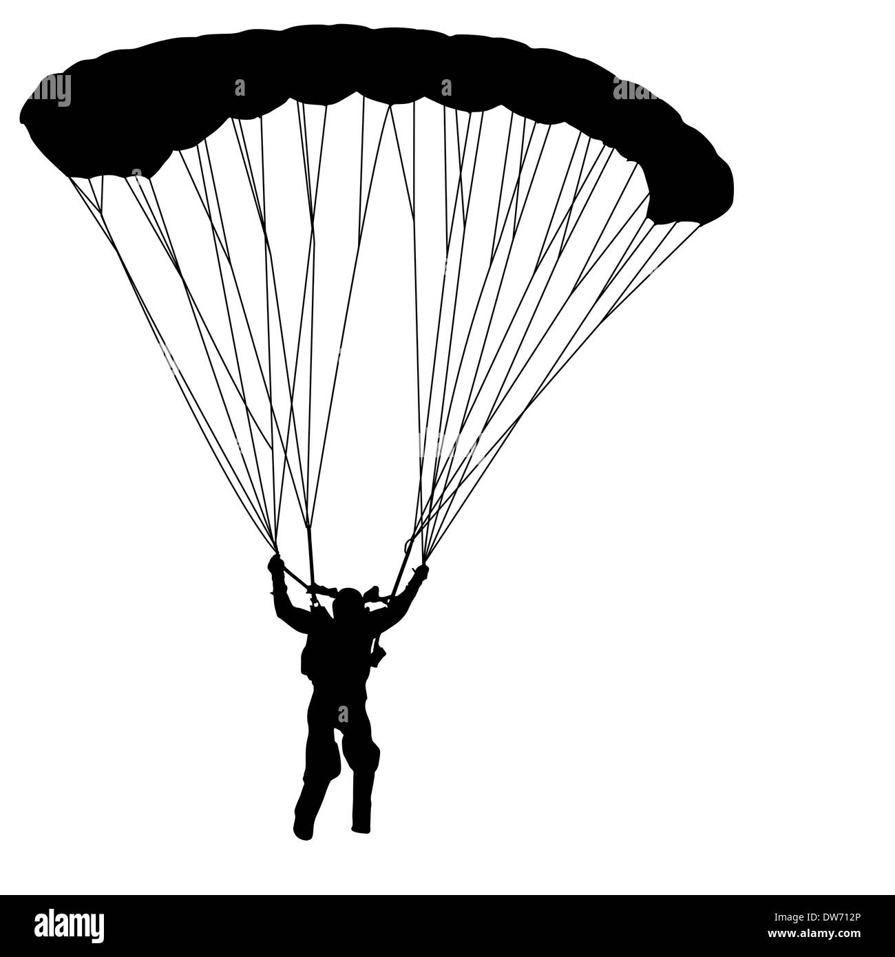 Skydiver, silhouettes parachuting vector illustration Stock Photo - Alamy