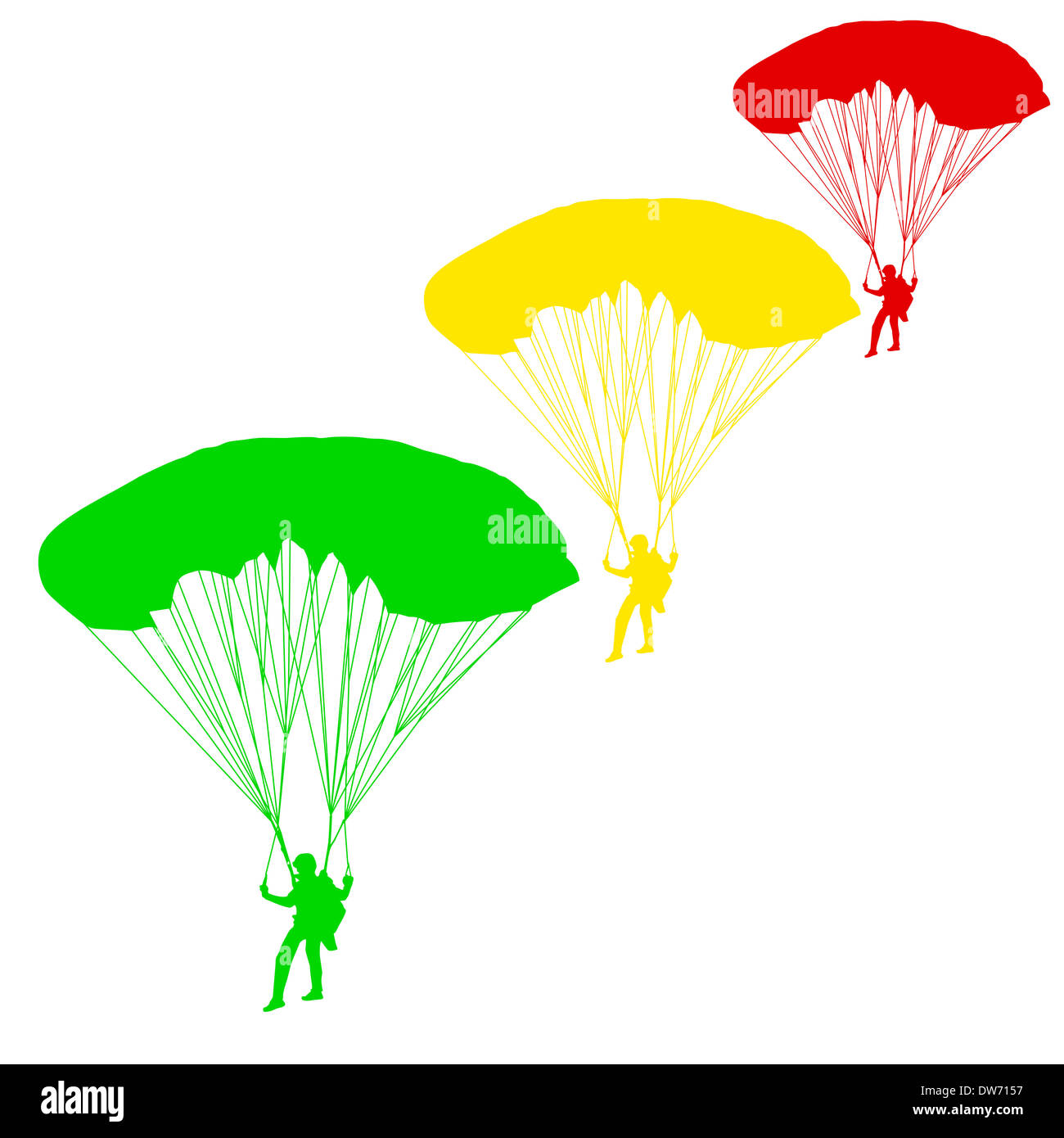Skydiver, silhouettes parachuting vector illustration Stock Photo - Alamy