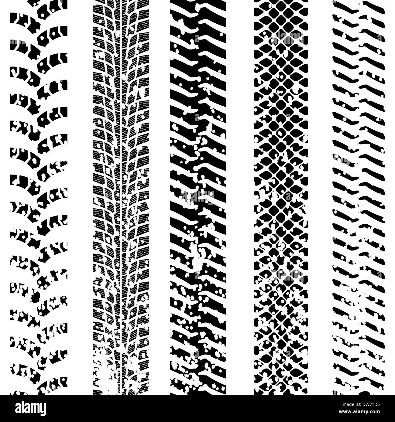 Set of detailed tire prints, vector illustration Stock Photo - Alamy