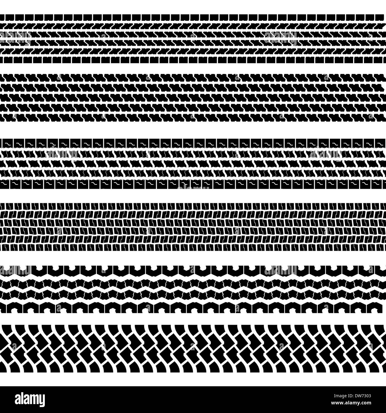 Set of detailed tire prints, vector illustration Stock Photo - Alamy