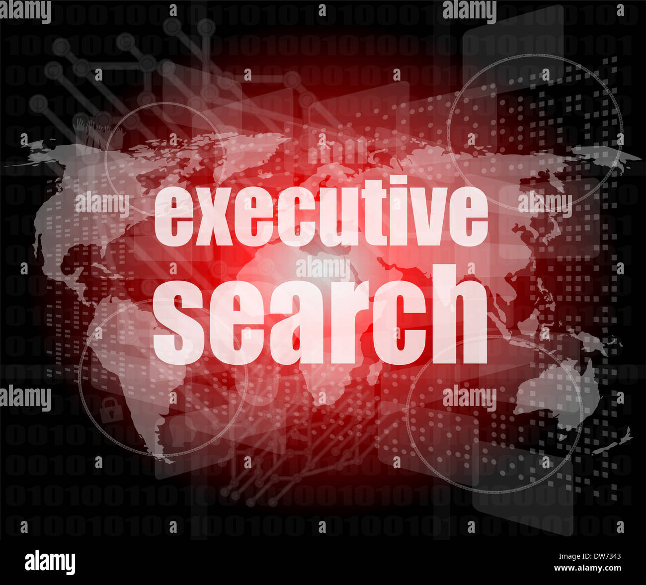 executive search word on digital screen, mission control interface hi ...