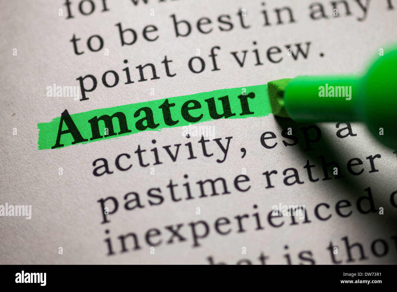 Fake Dictionary, definition of the word amateur Stock Photo - Alamy