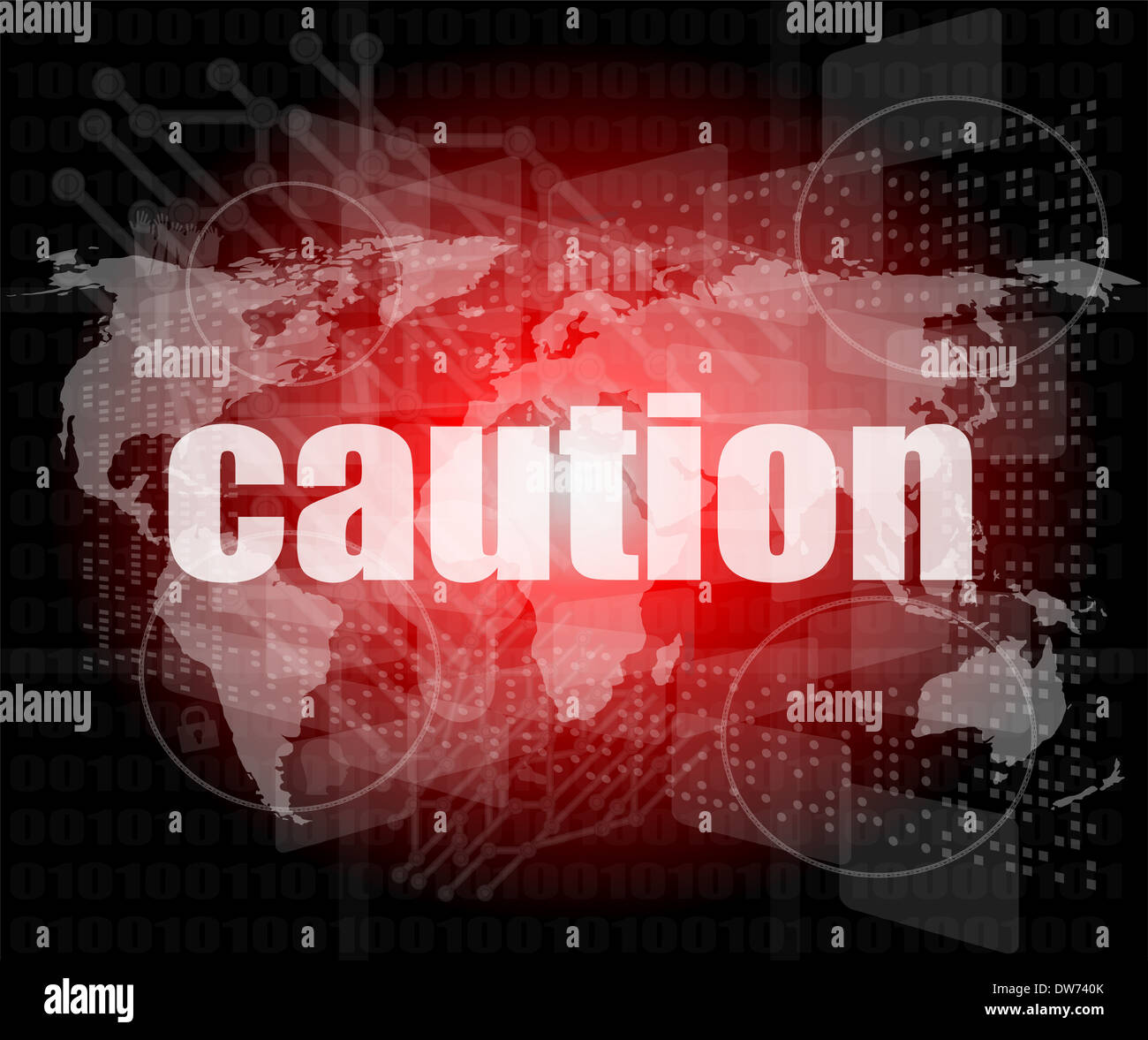 Security concept: word caution on digital touch screen Stock Photo - Alamy