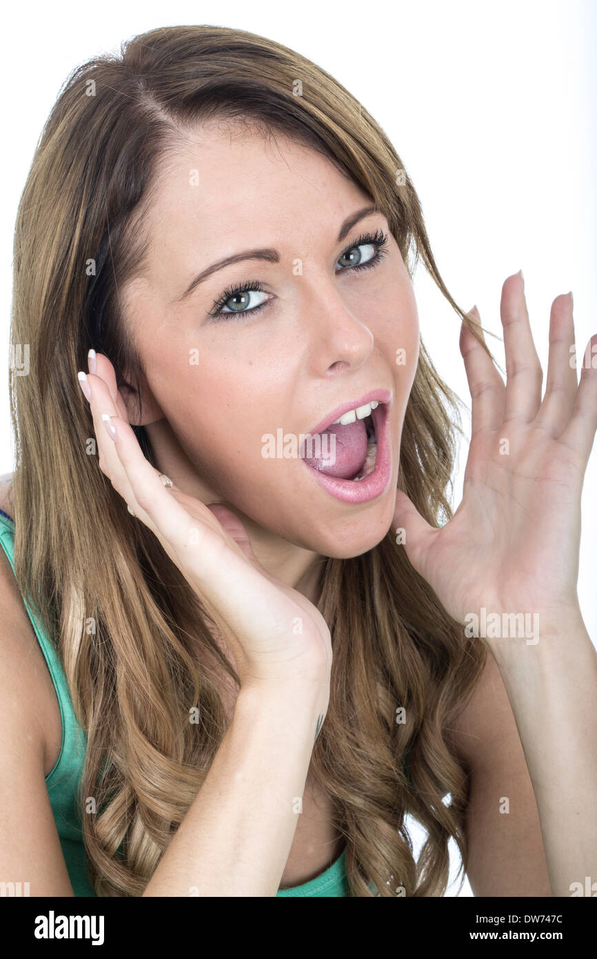 Attractive Young Woman Shouting Stock Photo - Alamy Attractive Young Woman Shouting Stock Photo - Alamy