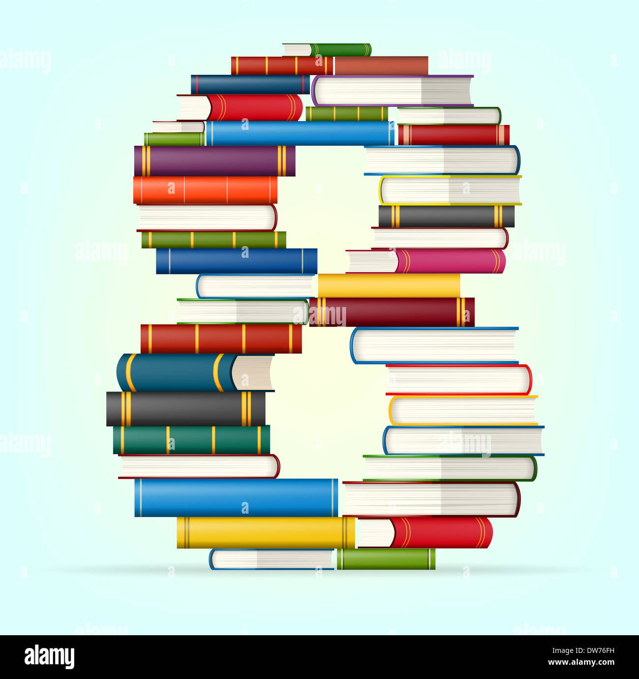 Number 8. Stacks of multi colored books vector illustration Stock Photo ...