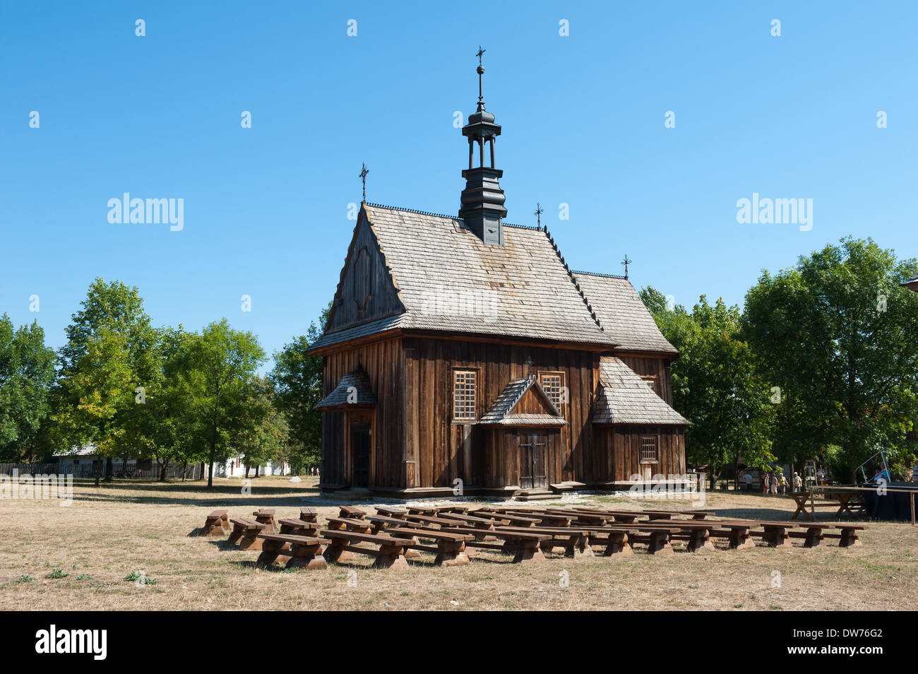 Wooden church, Skansen in Tokarnia, Świętokrzyskie Voivodeship, Poland ...
