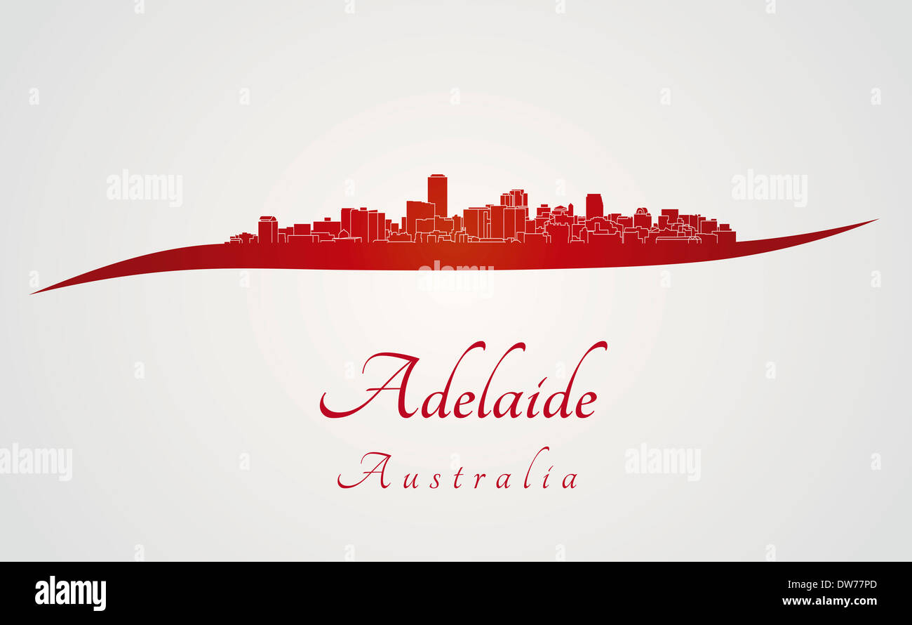 Adelaide skyline in red and gray background Stock Photo - Alamy