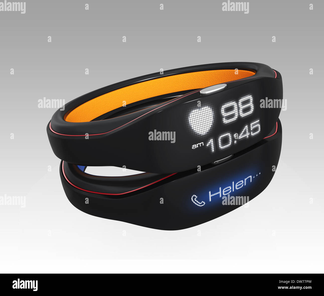 Smart wristbands show heart rate and phone call Stock Photo - Alamy