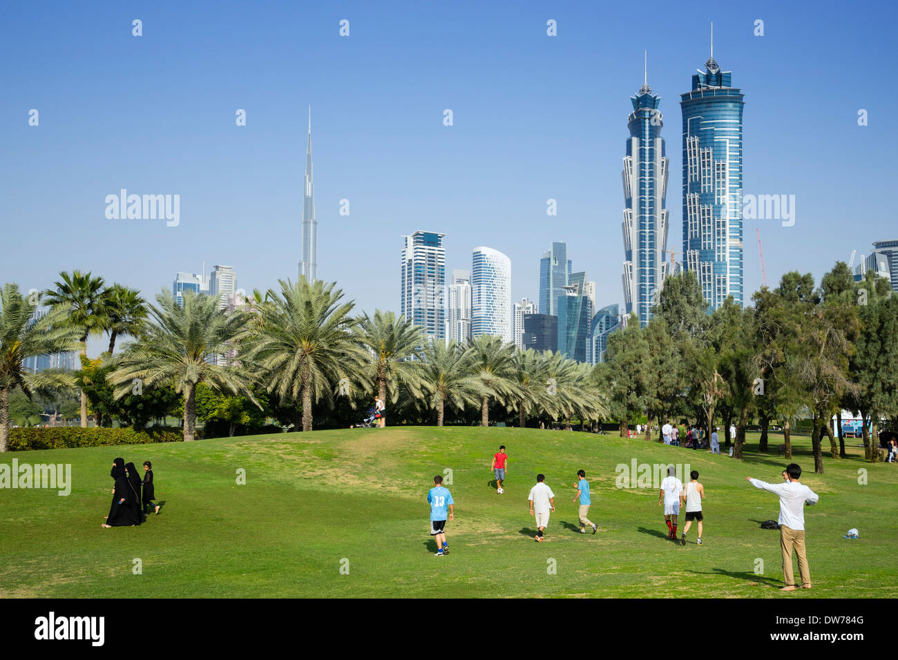 View of people in Al Safa Park in Dubai United Arab Emirates Stock ...