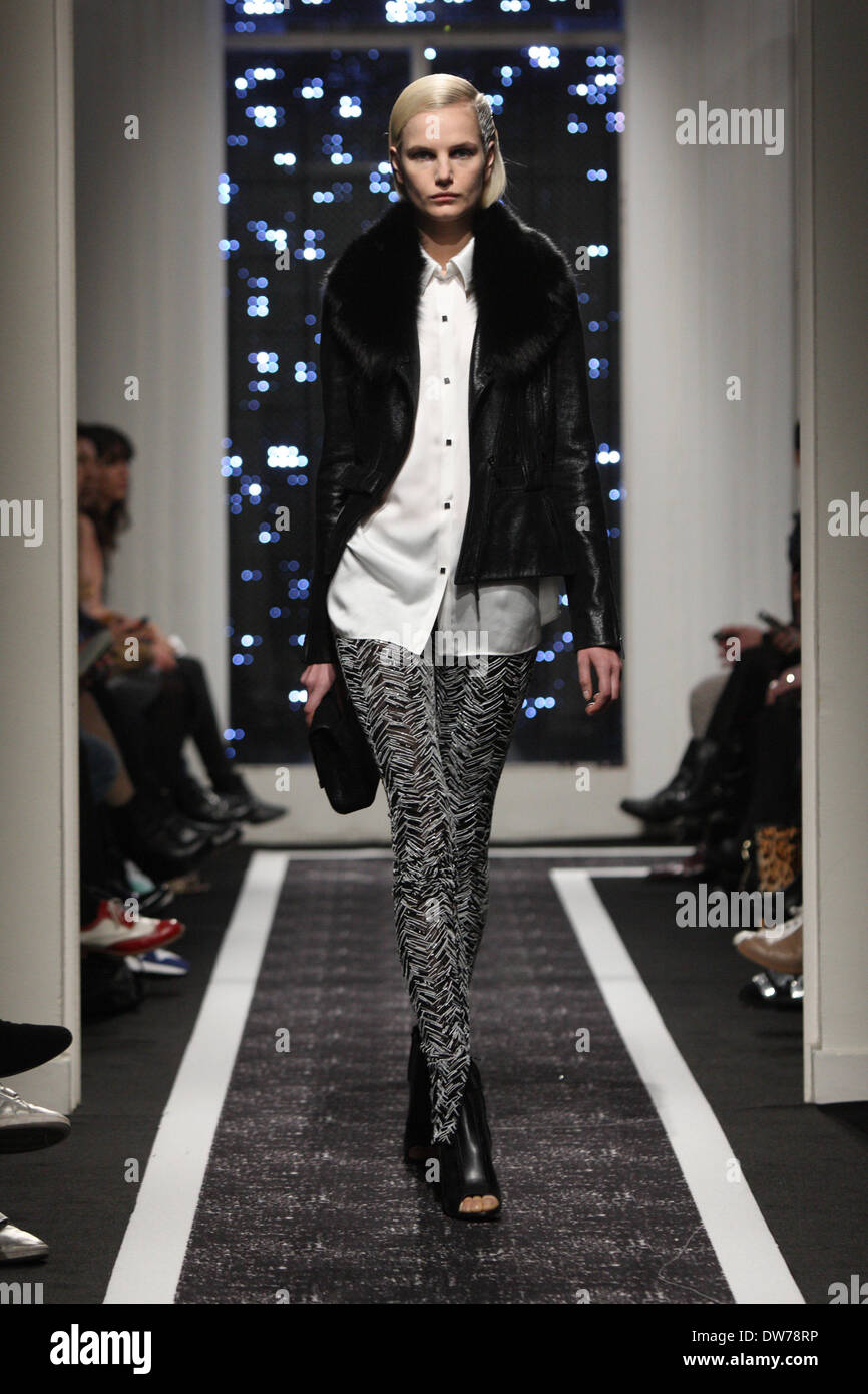 A model wears a creation by French designer Maxime Simoens as part of ...