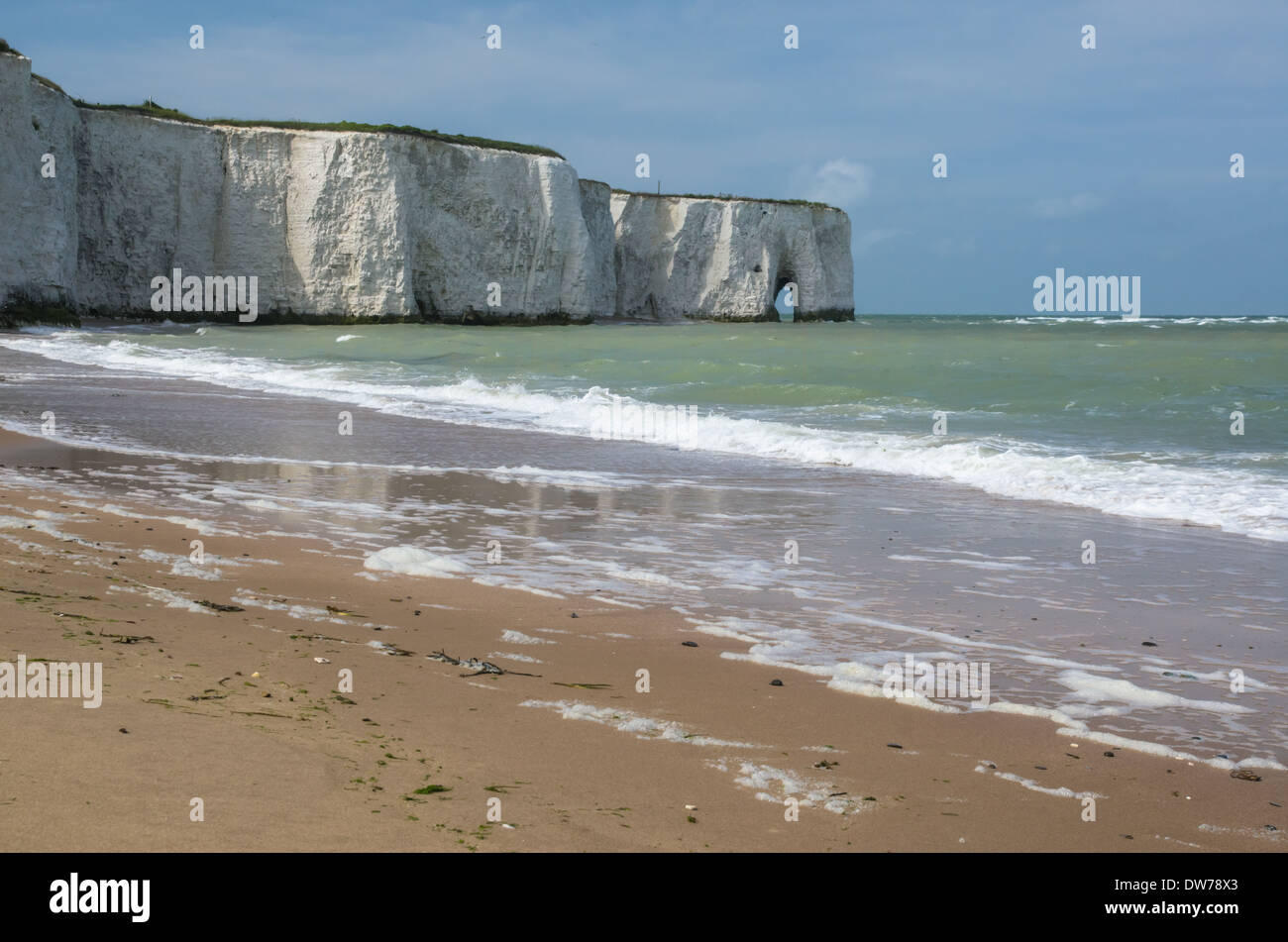 Chalk cliffs at Kingsgate Bay beach at Broadstairs Kent England United ...