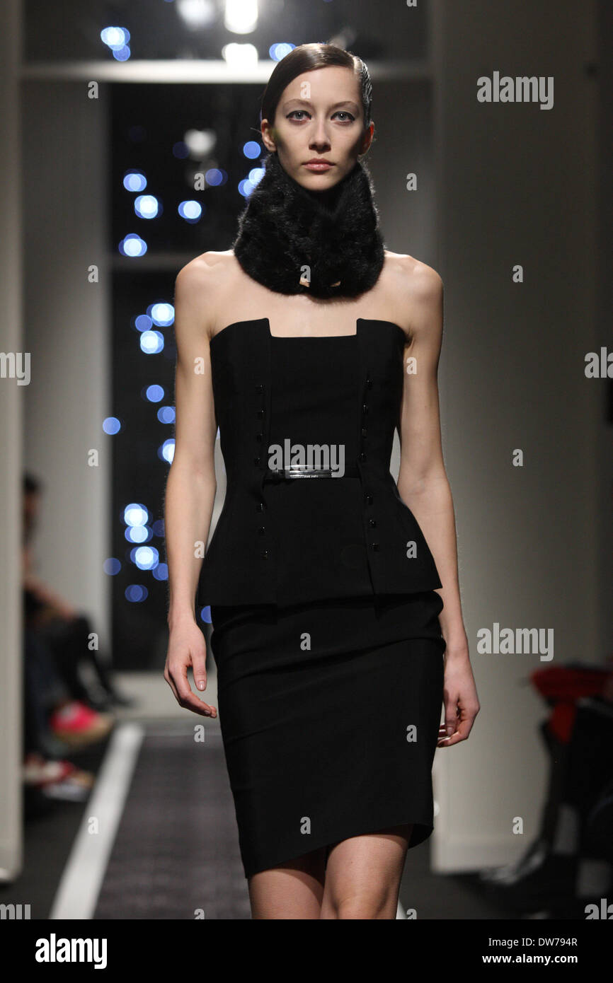 A model wears a creation by French designer Maxime Simoens as part of ...