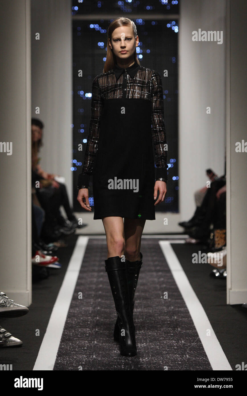 A model wears a creation by French designer Maxime Simoens as part of ...