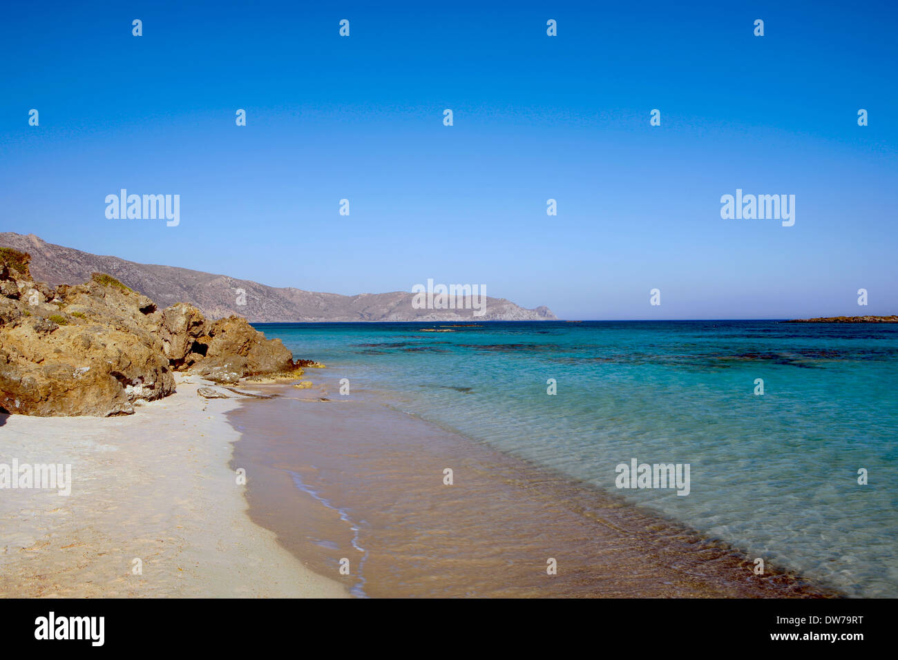 Elafonisos beach on the south-west coast of Crete island in Greece ...