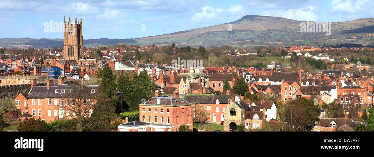 Rooftop view over Ludlow from St Laurences parish church, Ludlow town ...
