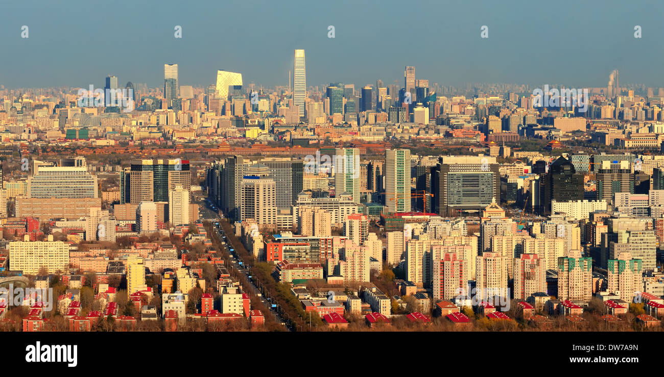 Beijing sunset aerial view with urban buildings Stock Photo - Alamy
