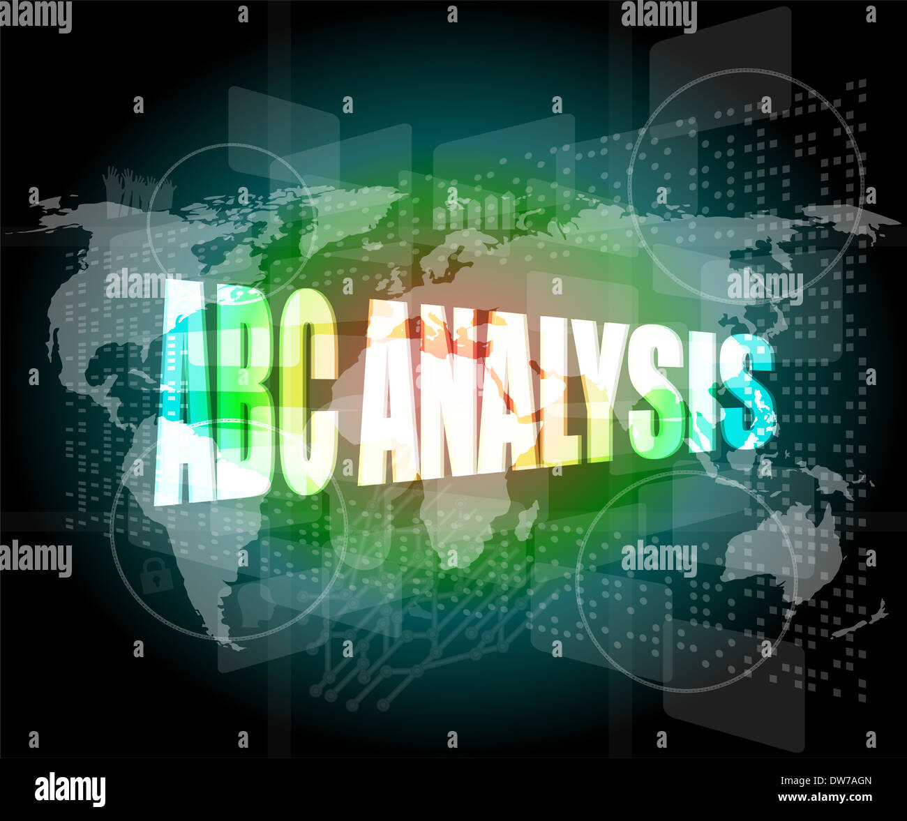 words abc analysis on digital screen, business concept Stock Photo - Alamy