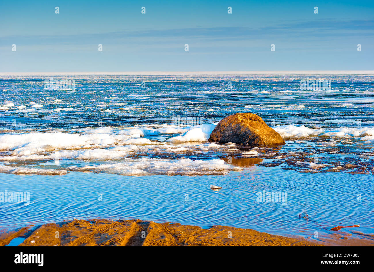 melting ice on the big pond Stock Photo - Alamy