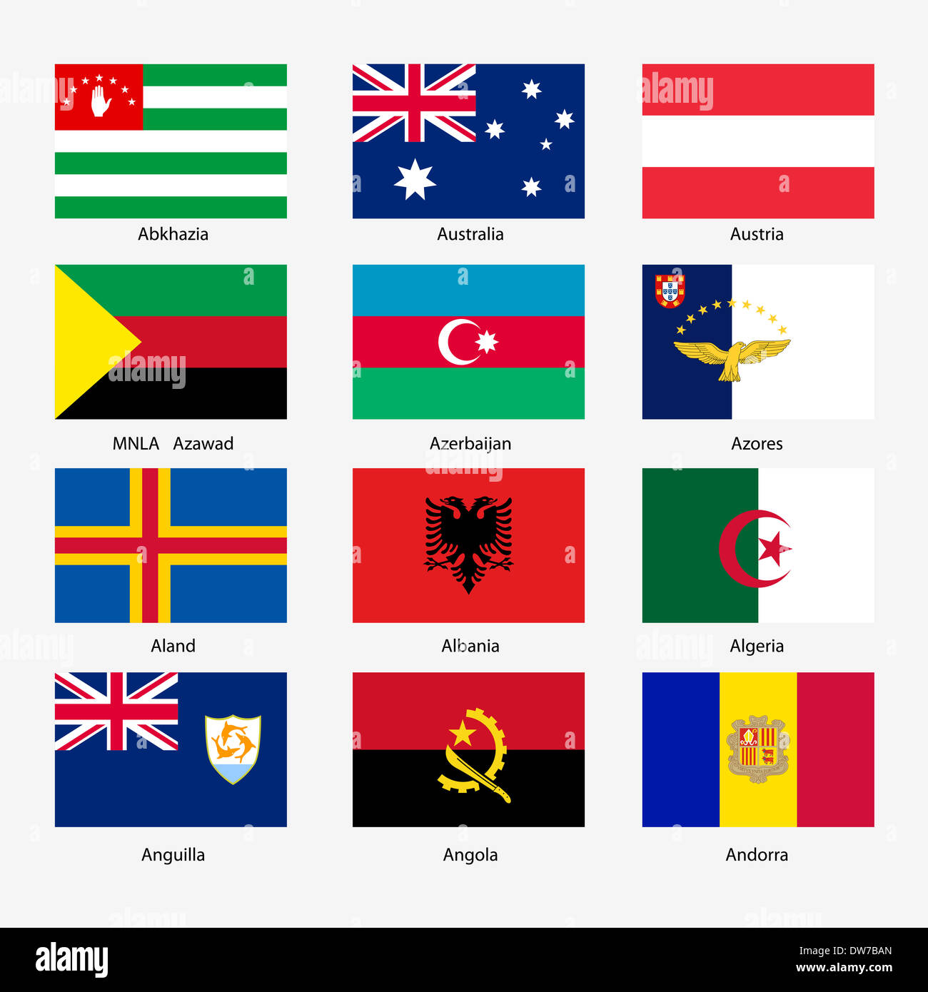 Set Flags of world sovereign states. Vector illustration. Set number 1 ...