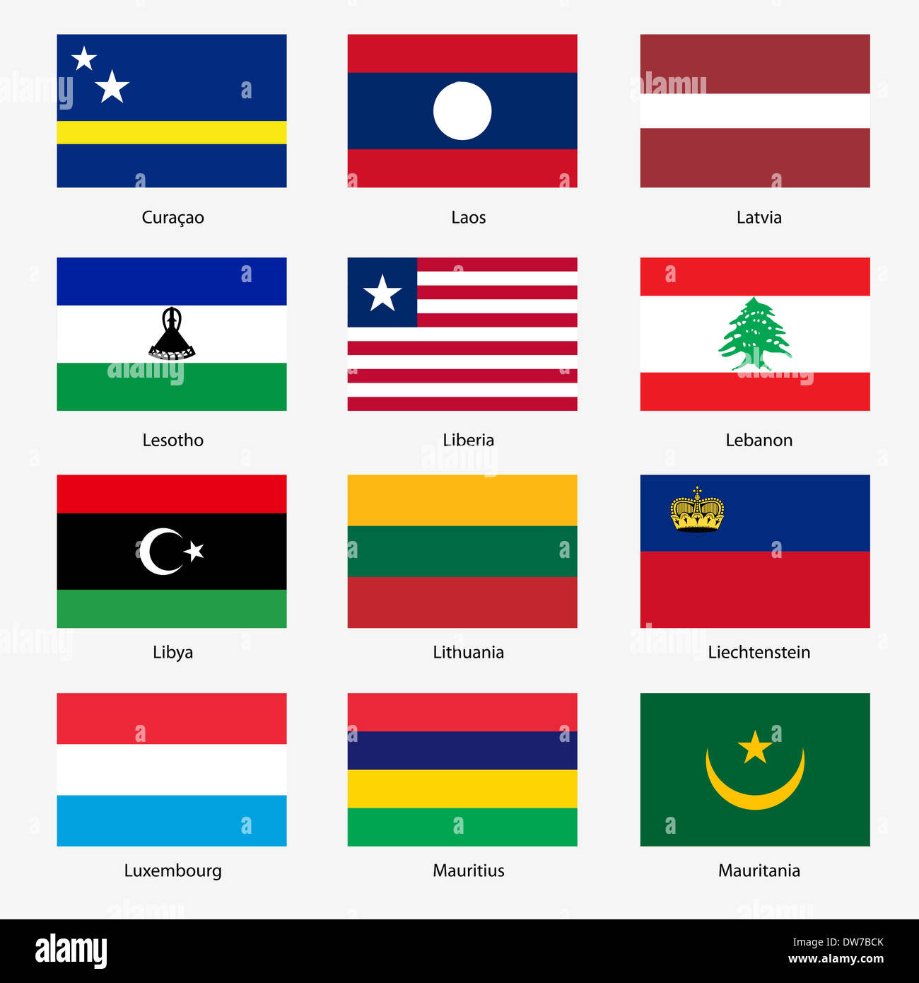Set Flags of world sovereign states. Vector illustration. Set number 9 ...
