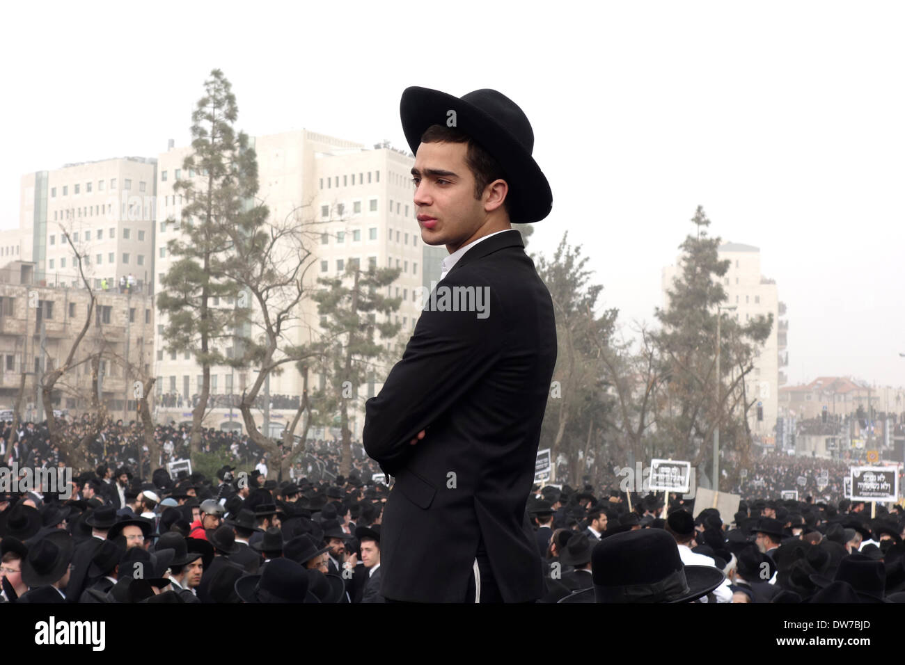 A mass protest of ultra-Orthodox Jews enraged over plans to conscript ...