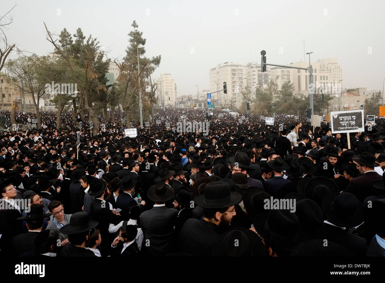 A mass protest of ultra-Orthodox Jews enraged over plans to conscript ...