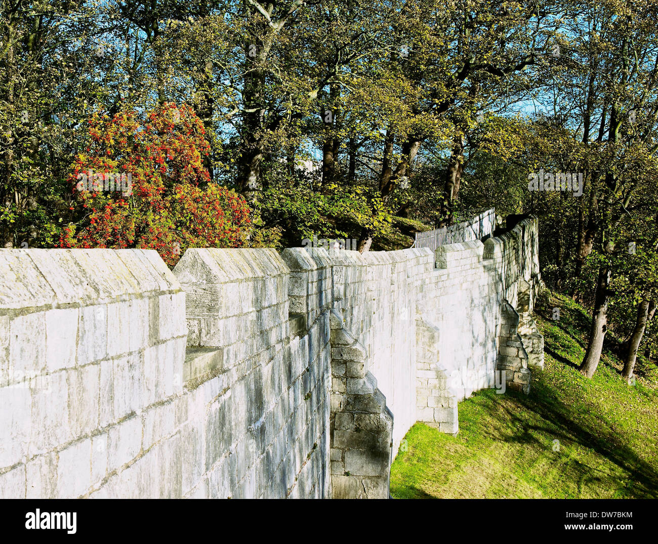 Grade 1 listed ancient Roman city walls York north Yorkshire England ...