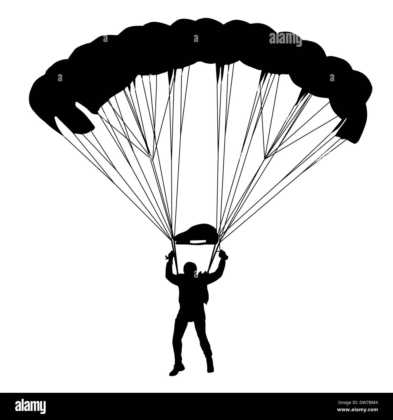 Skydiver, silhouettes parachuting vector illustration Stock Photo - Alamy
