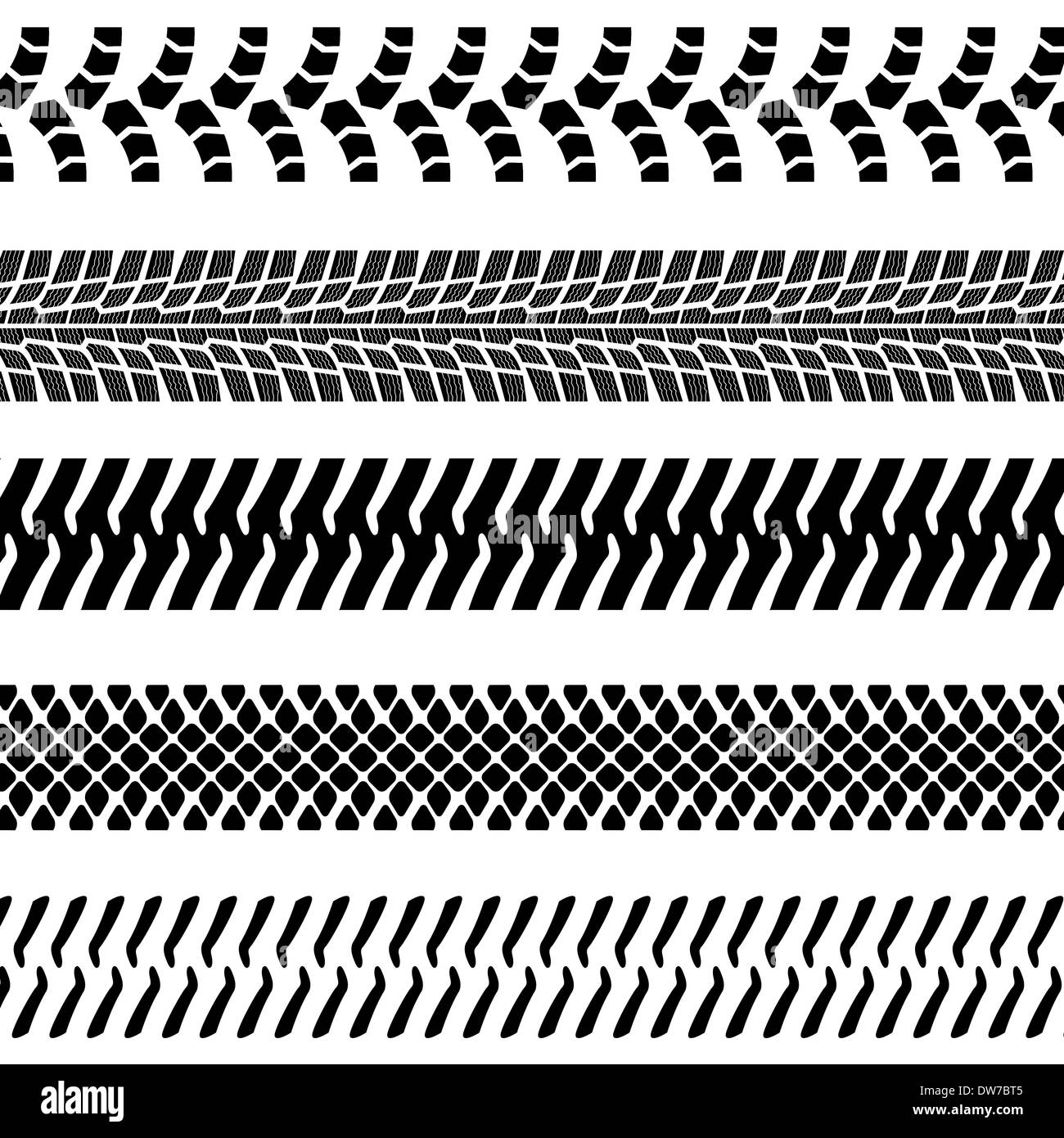 Set of detailed tire prints, vector illustration Stock Photo - Alamy