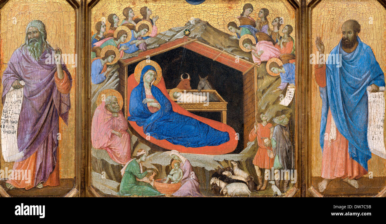 Duccio, The Nativity with the Prophets Isaiah and Ezekiel 1308-1311 Stock Photo: 67160727 - Alamy