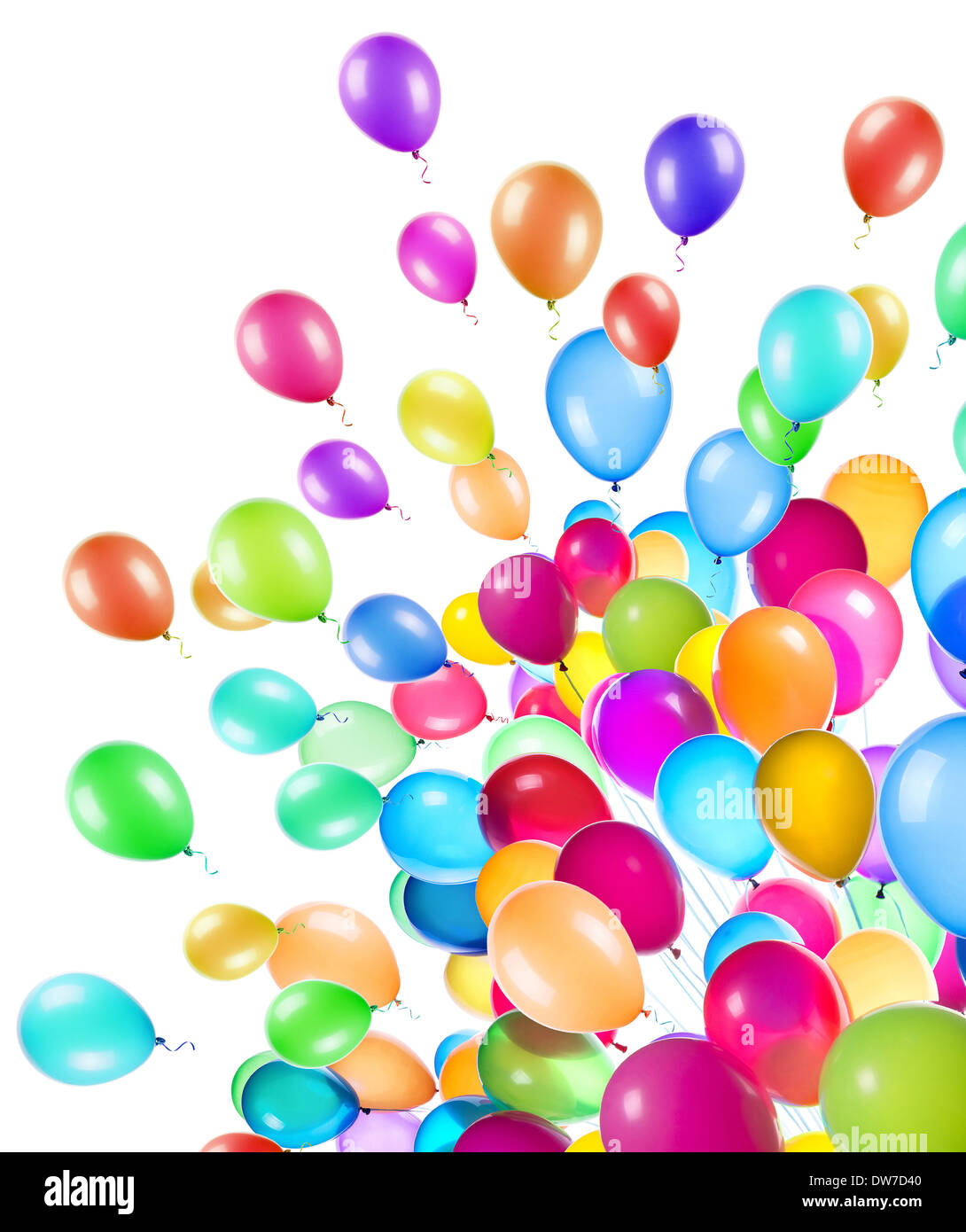 flying balloons isolated on a white background Stock Photo - Alamy