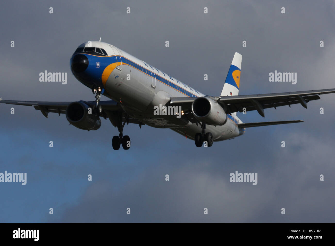LUFTHANSA AIRBUS A321 in retro 60s colors photo taken 2014 Stock Photo ...