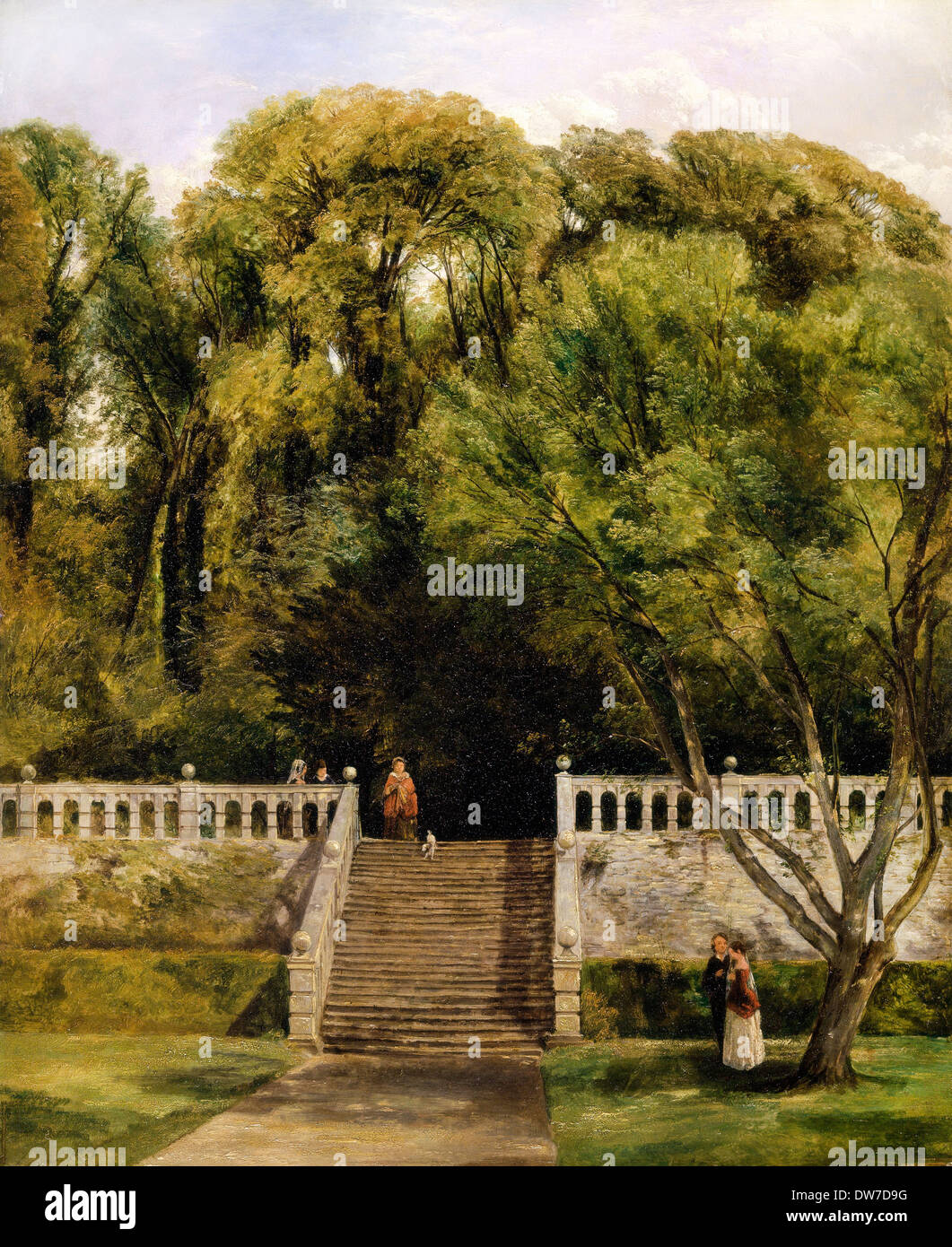 Thomas Creswick, On the Terrace at Haddon Hall, Derbyshire 1840 Oil on ...