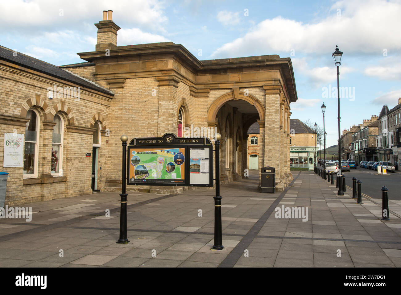 Railway station, now a shopping precinct, Saltburn by Sea Stock Photo ...
