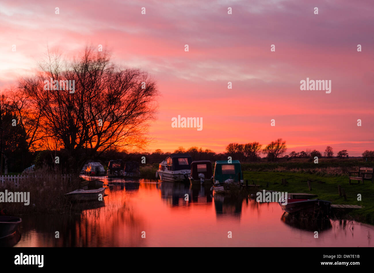 The canal at West Somerton leading toward Martham Broad. The Norfolk ...