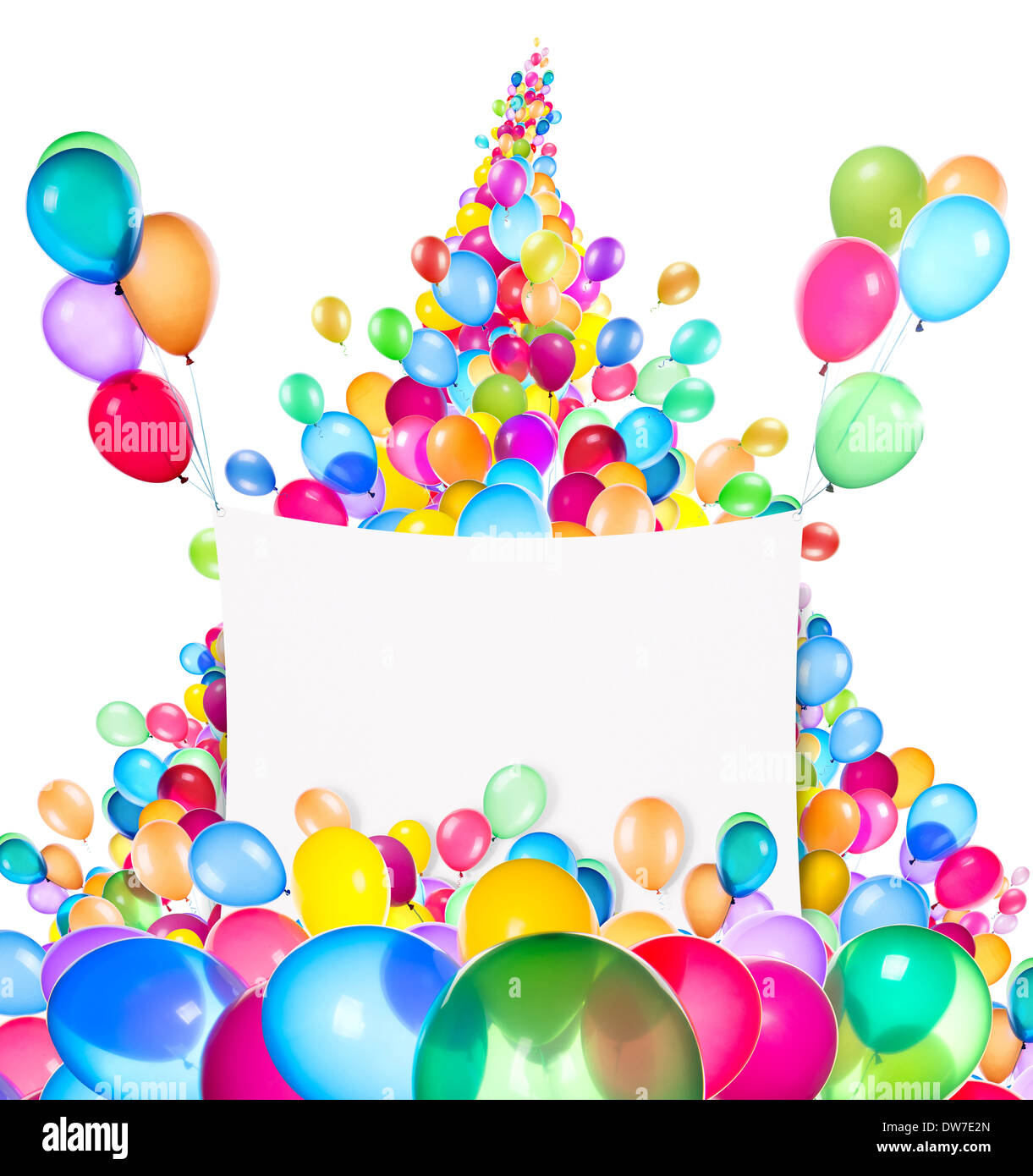 Holiday banners with colorful balloons isolated on white Stock Photo ...